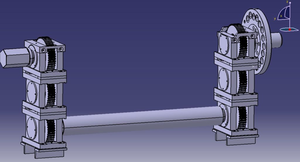 Gear transmission system for a fully automated carbon fiber filament ...